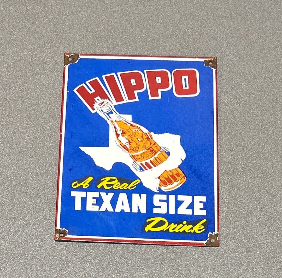 VINTAGE HIPPO SODA Texas Porcelain Sign Car Oil Gas Truck - Etsy