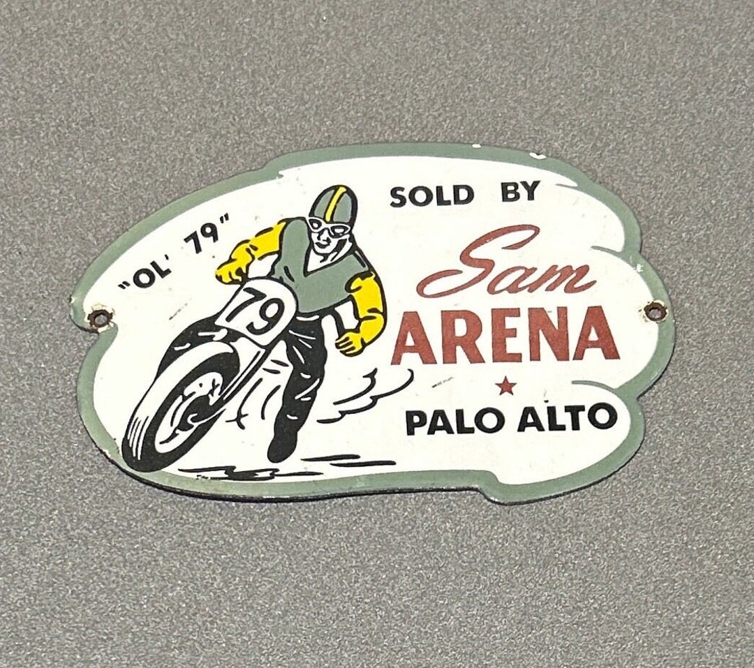 VINTAGE SAM ARENA Motorcycle Car Oil Porcelain Sign - Etsy