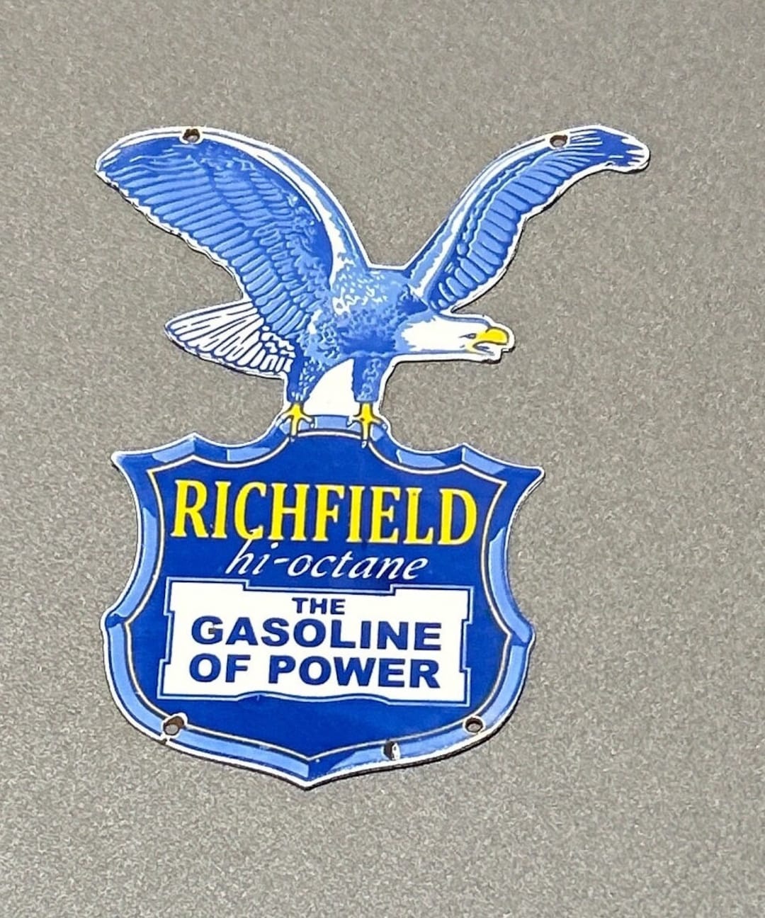 VINTAGE Rare 12” RICHFIELD EAGLE Car Oil Porcelain Sign - Etsy