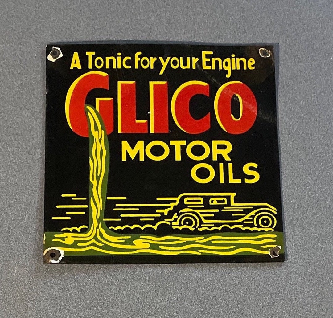 VINTAGE GLICO Porcelain Sign Car Oil Gas Truck - Etsy
