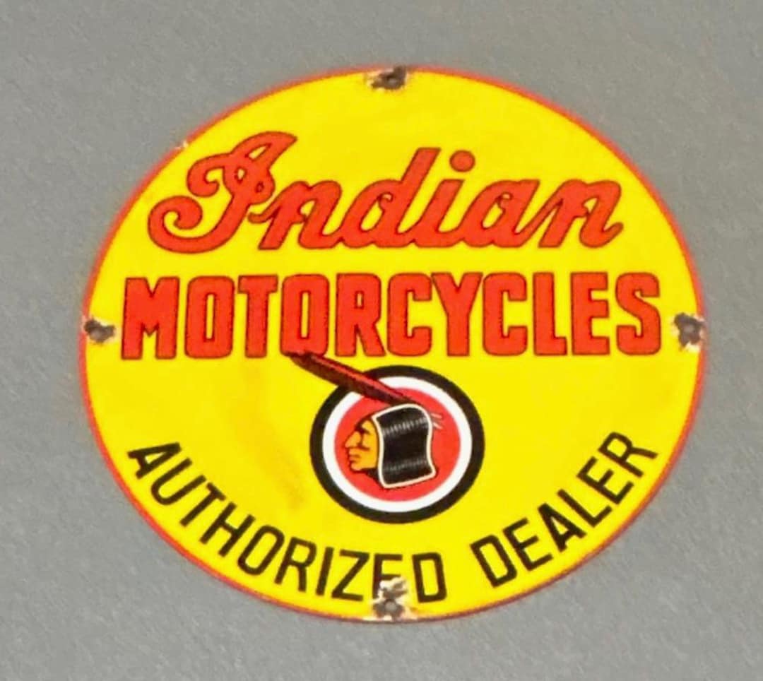 VINTAGE 12” INDIAN MOTORCYCLE Porcelain Sign Car Oil Gas Truck - Etsy