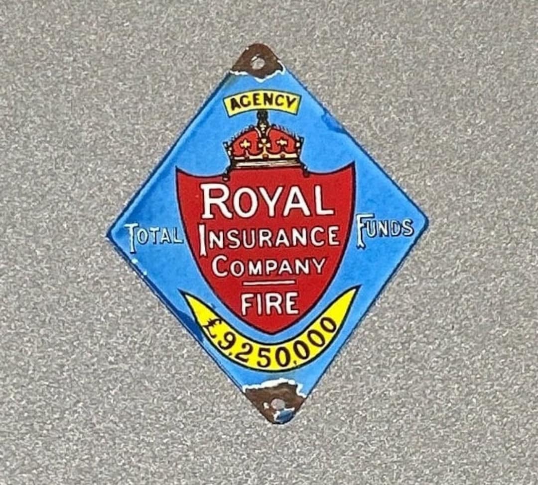 VINTAGE ROYAL INSURANCE Porcelain Sign Car Oil Gas Truck - Etsy