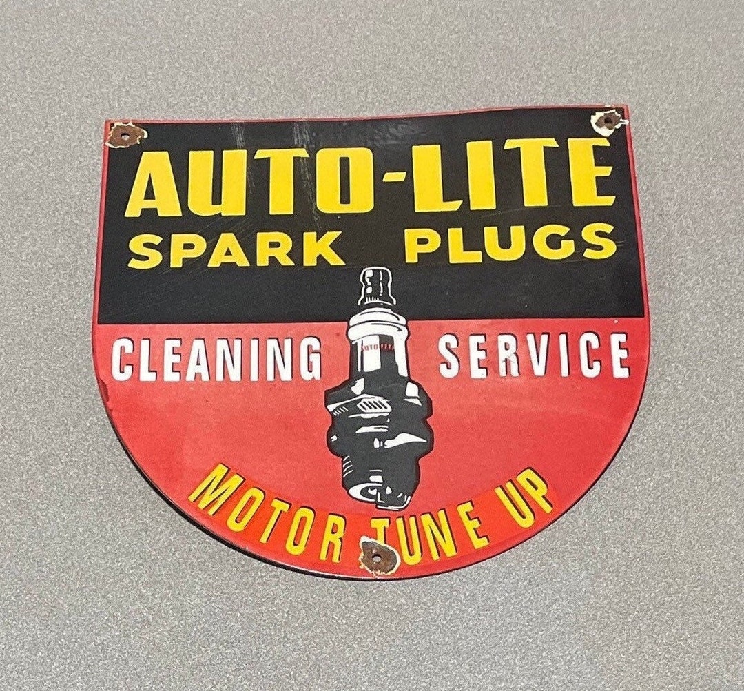 VINTAGE 12” AUTOLITE SPARK Plugs Porcelain Sign Car Oil Gas Truck - Etsy