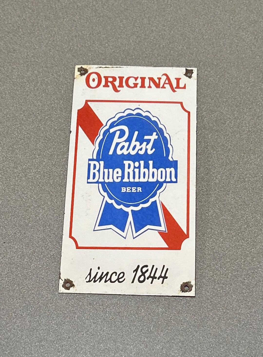 VINTAGE 12 PABST BEER Porcelain Sign Car Oil Gas Truck Auto Motorcycle ...