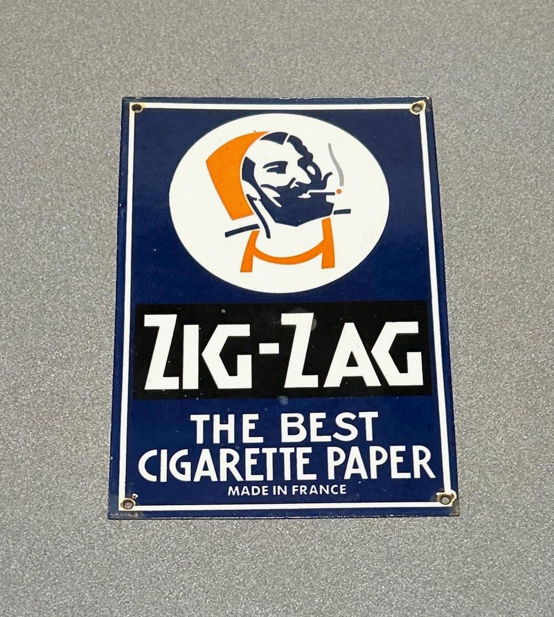VINTAGE 12” ZIG ZAG Cigarettes Rolling Papersporcelain Sign Oil Car ...