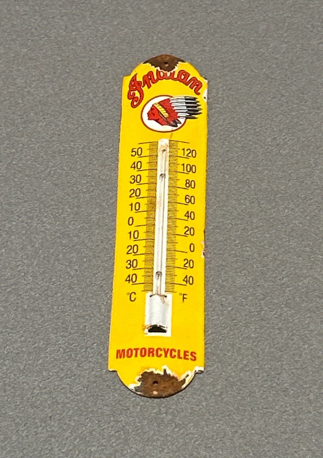 VINTAGE 12” INDIAN Thermometer Porcelain Sign Car Oil Gas Truck - Etsy