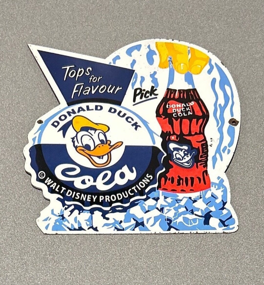 VINTAGE 12” DONALD DUCK Soda Disney Porcelain Sign Gas Oil Car - Etsy