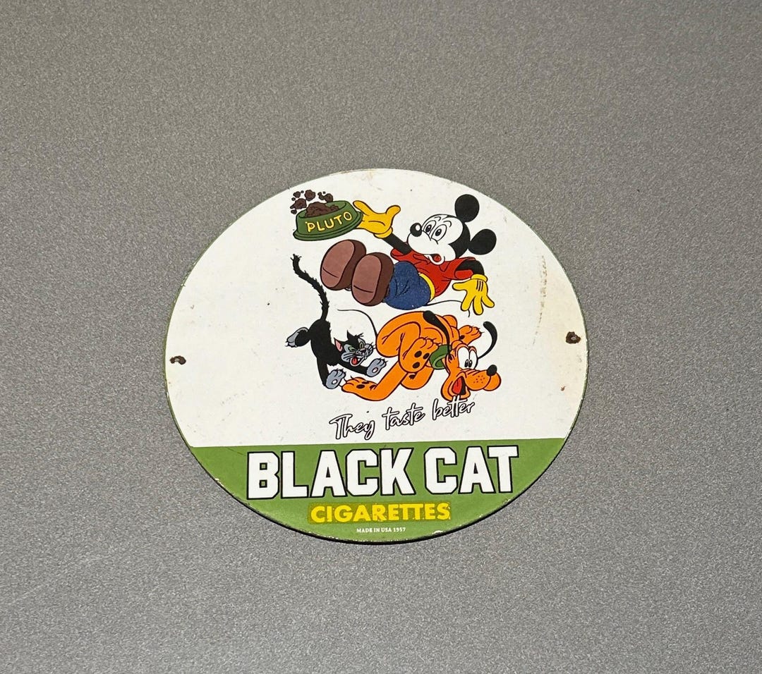 VINTAGE 12” Rare 1957 PLUTO MICKEY Mouse Disney Black Cat Cigarette ...