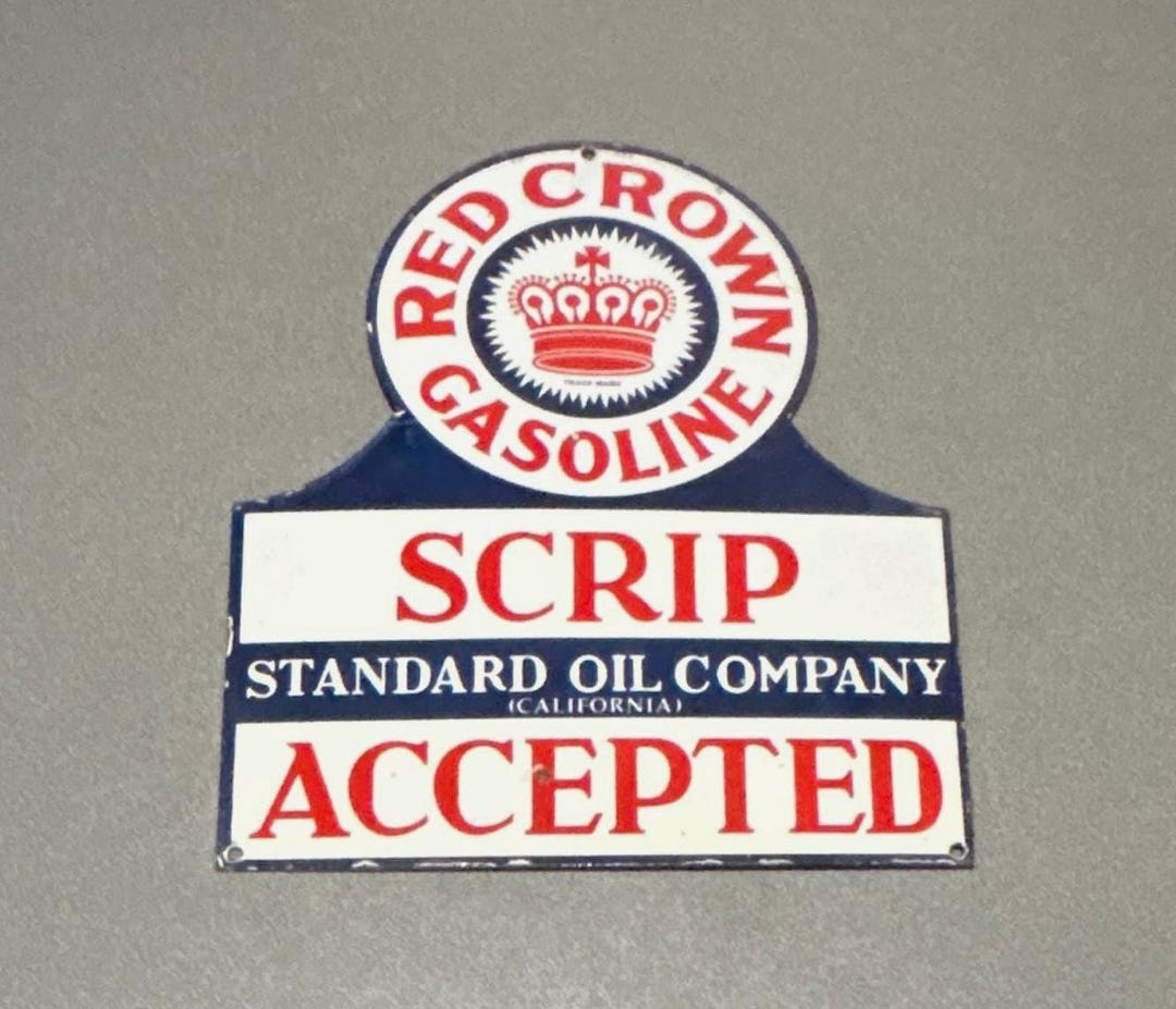 VINTAGE 15” RED CROWN Standard Porcelain Sign Car Oil Gas - Etsy