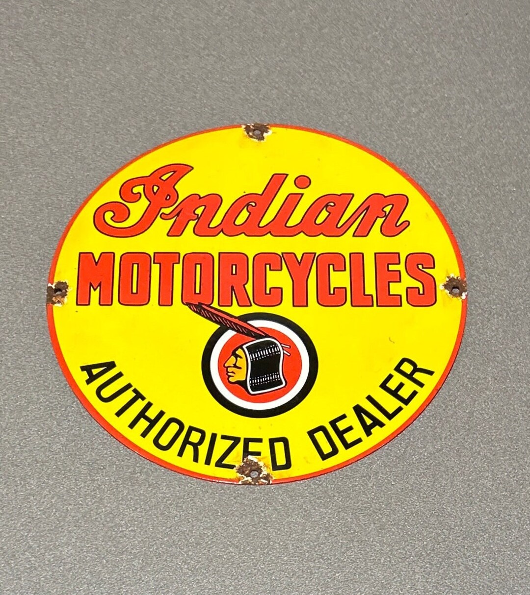 VINTAGE 12” INDIAN MOTORCYCLE Porcelain Sign Car Oil Gas Truck - Etsy
