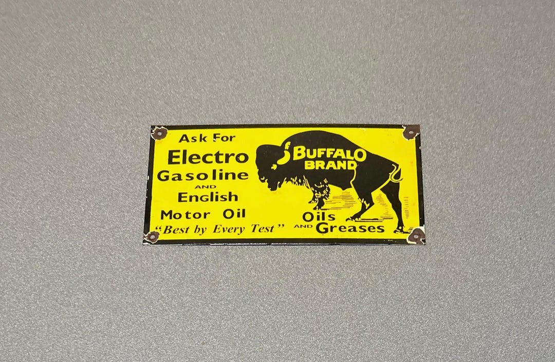 VINTAGE 12” BUFFALO GASOLINE Porcelain Sign Car Oil Gas Truck - Etsy