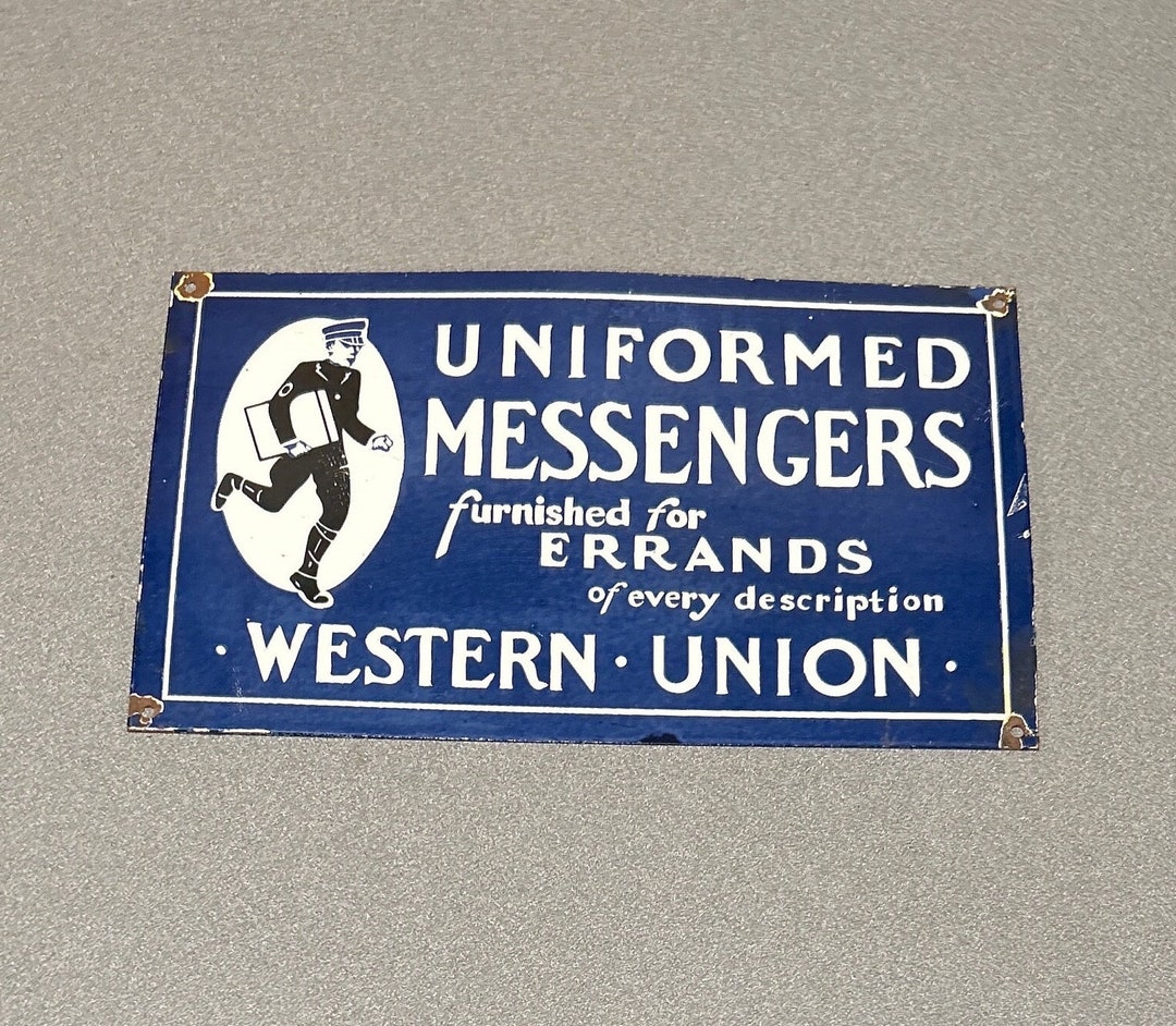 VINTAGE WESTERN UNION Porcelain Sign Car Oil Gas Truck - Etsy
