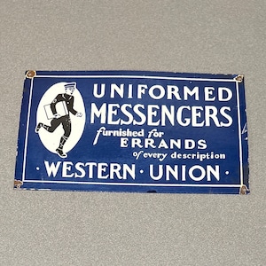 VINTAGE WESTERN UNION Porcelain Sign Car Oil Gas Truck - Etsy