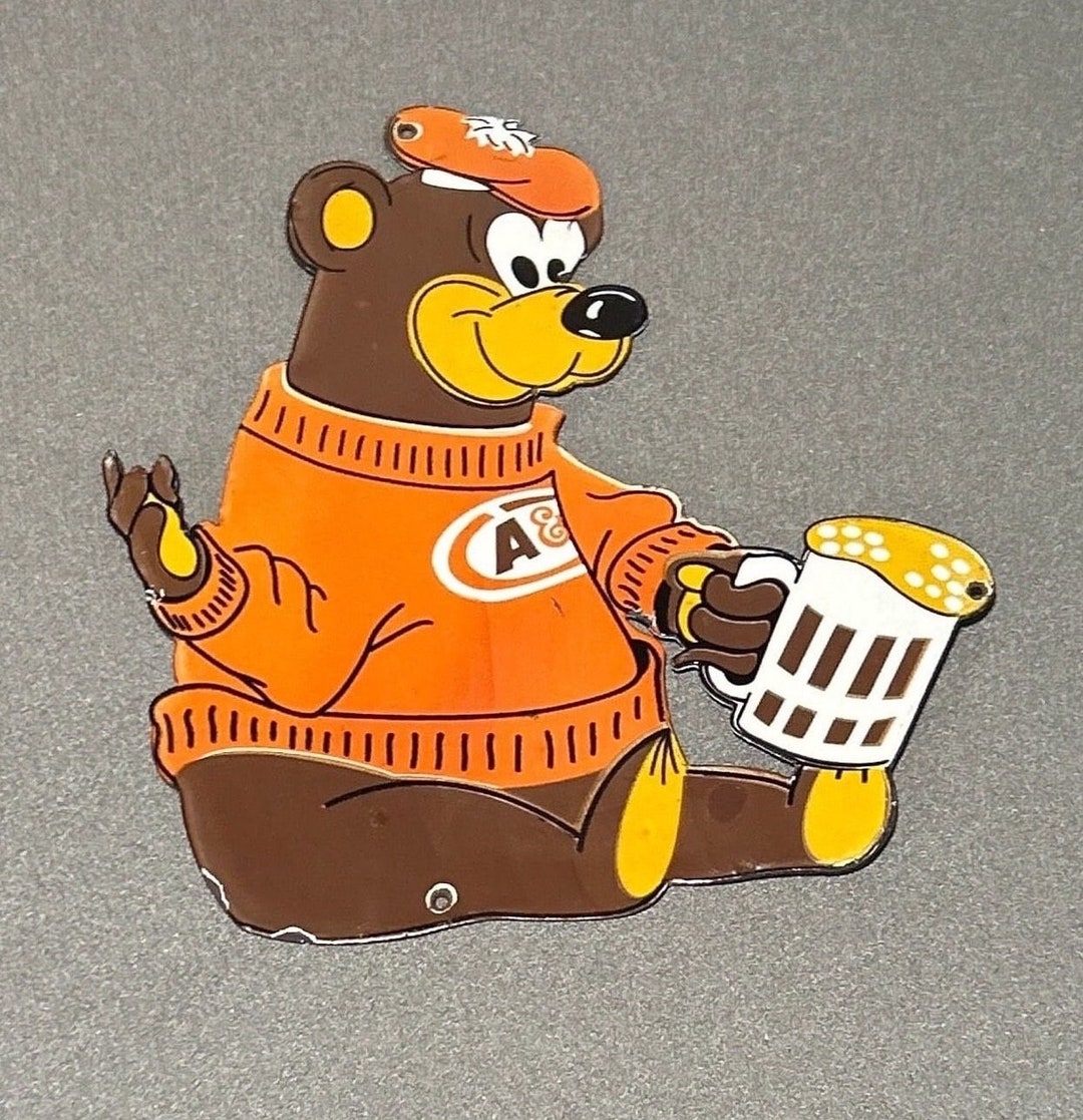 VINTAGE Rare 12 AW ROOT Beer Bear Soda Shop Porcelain Sign Gas Oil Car ...