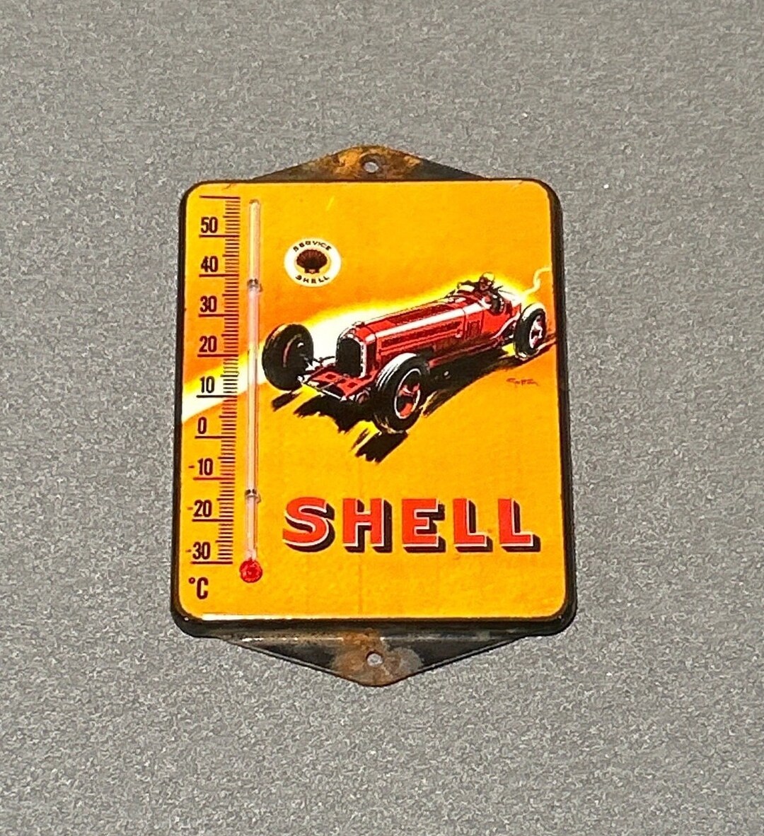 VINTAGE SHELL RACER Thermometer Motor Gas Porcelain Sign - Etsy