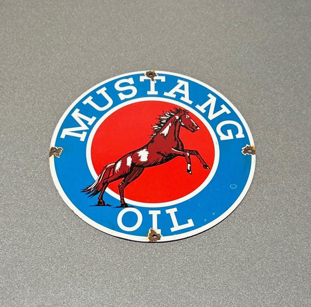 VINTAGE 12” MUSTANG HORSE Car Oil Porcelain Sign Gas Truck - Etsy
