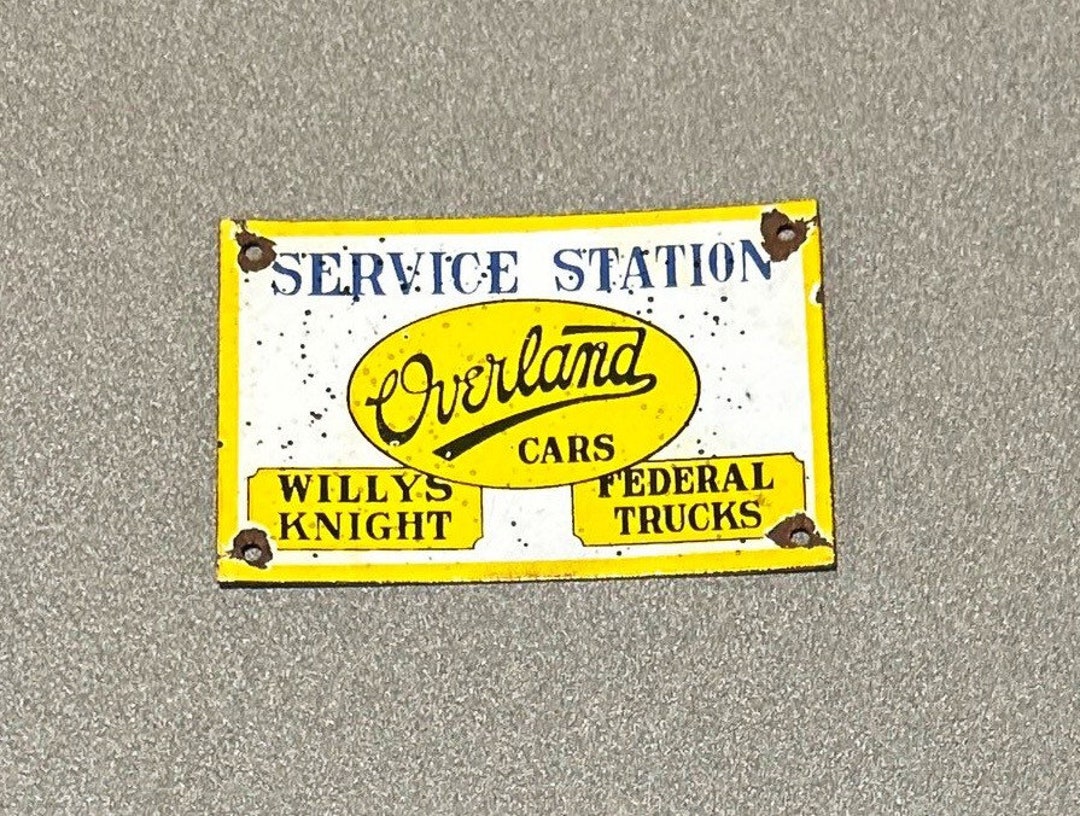 VINTAGE OVERLAND WILLYS Porcelain Sign Car Oil Gas Truck - Etsy