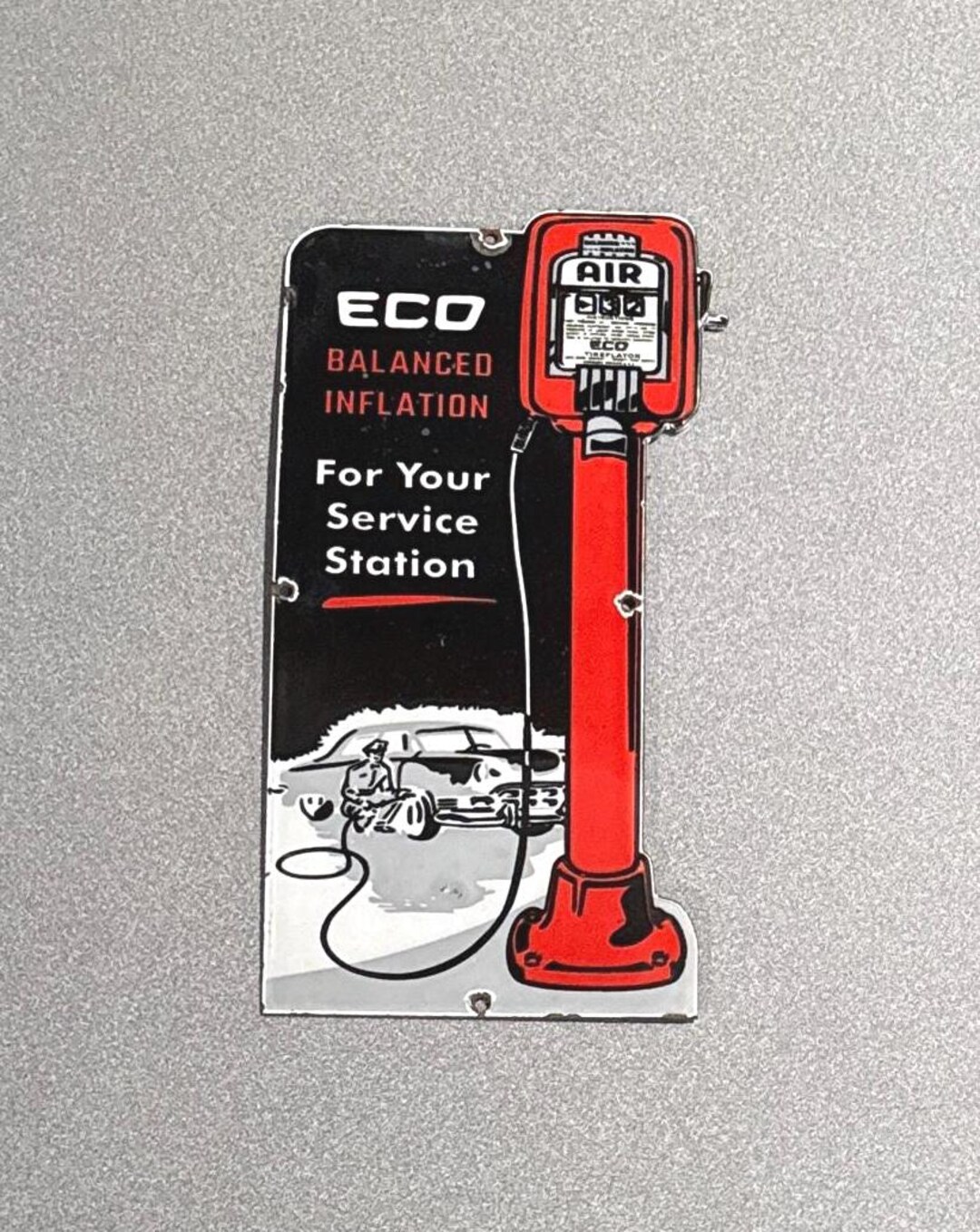 VINTAGE 12” ECCO AIR Station Porcelain Sign Car Oil Gas Truck ...