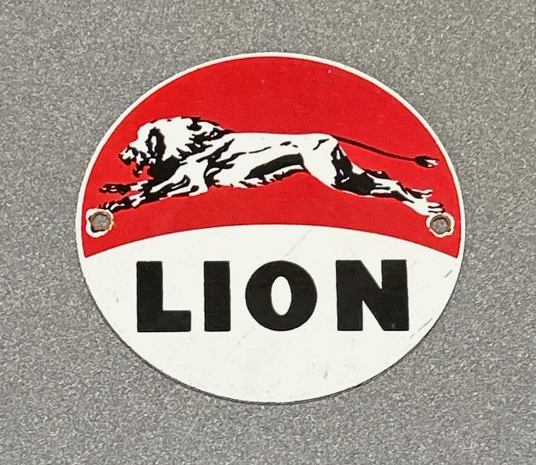 VINTAGE LION GASOLINE Porcelain Sign Oil Car Motorcycle Truck Gas - Etsy