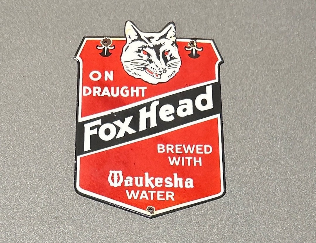 VINTAGE FOX HEAD Beer Alcohol Porcelain Sign Car Oil Gas Truck - Etsy