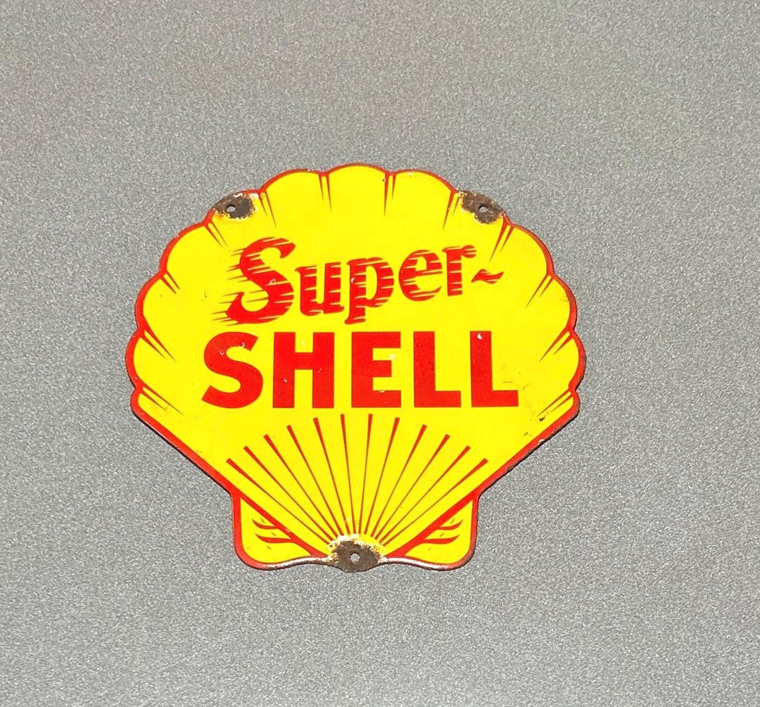 VINTAGE SUPER SHELL Porcelain Sign Car Oil Gas Truck - Etsy