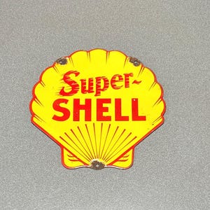 VINTAGE SUPER SHELL Porcelain Sign Car Oil Gas Truck - Etsy