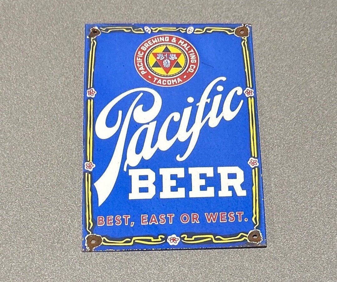VINTAGE 12 PACIFIC BEER Alcohol Porcelain Sign Car Oil Gas Truck - Etsy