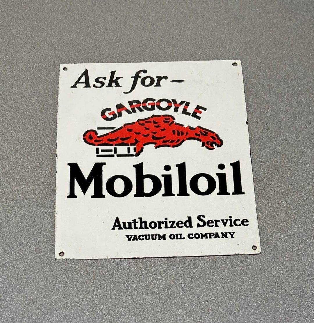 VINTAGE 12” MOBIL RACER Gargoyle Pegasus Porcelain Sign Gas Oil Car - Etsy
