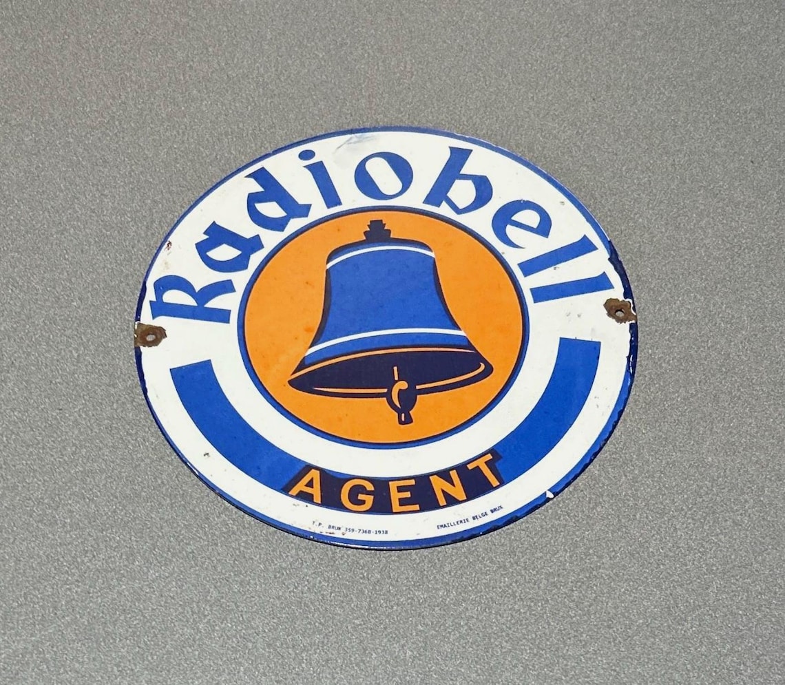 VINTAGE Rare 1938 RADIO BELL Porcelain Sign Car Oil Gas Truck - Etsy