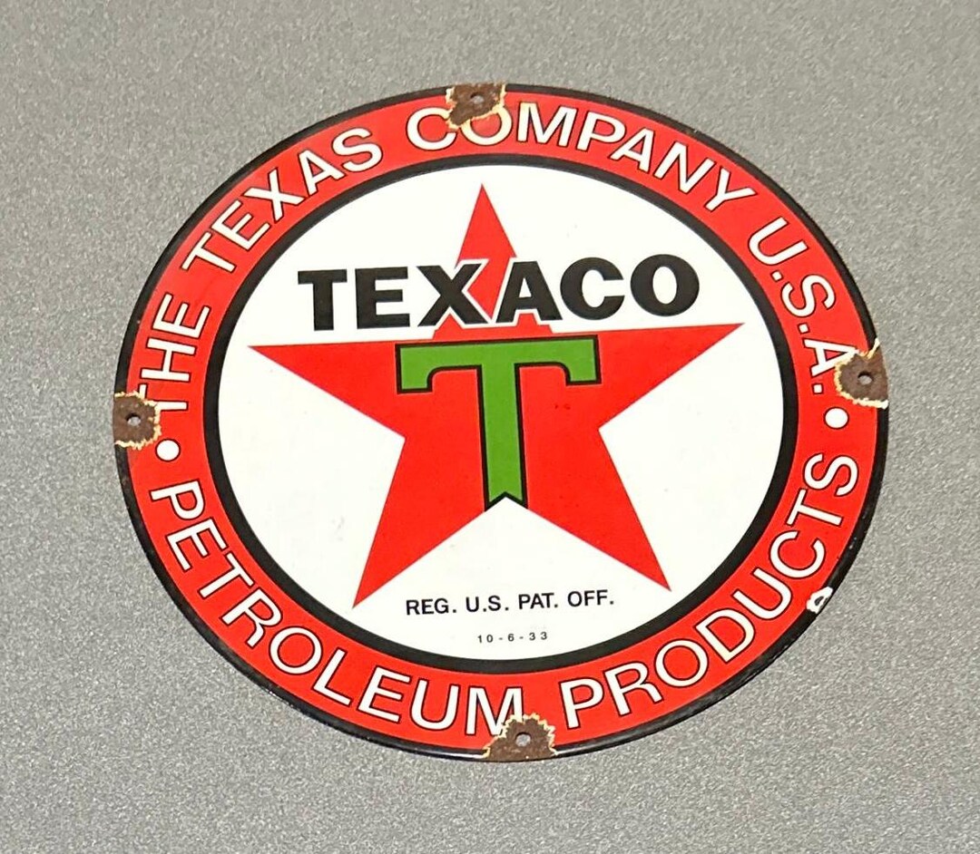 VINTAGE 12” 1933 TEXACO Porcelain Sign Car Oil Gas Truck Motorcycle - Etsy