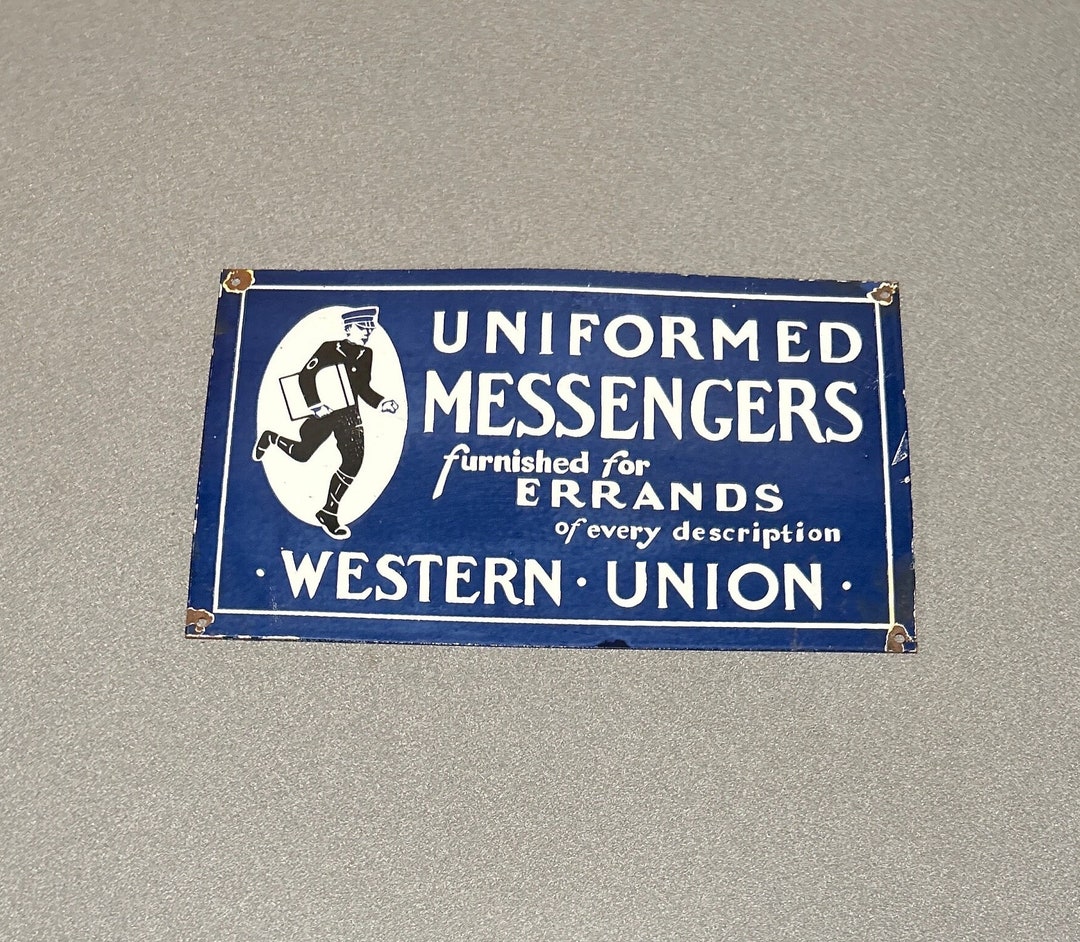 VINTAGE WESTERN UNION Porcelain Sign Car Oil Gas Truck - Etsy