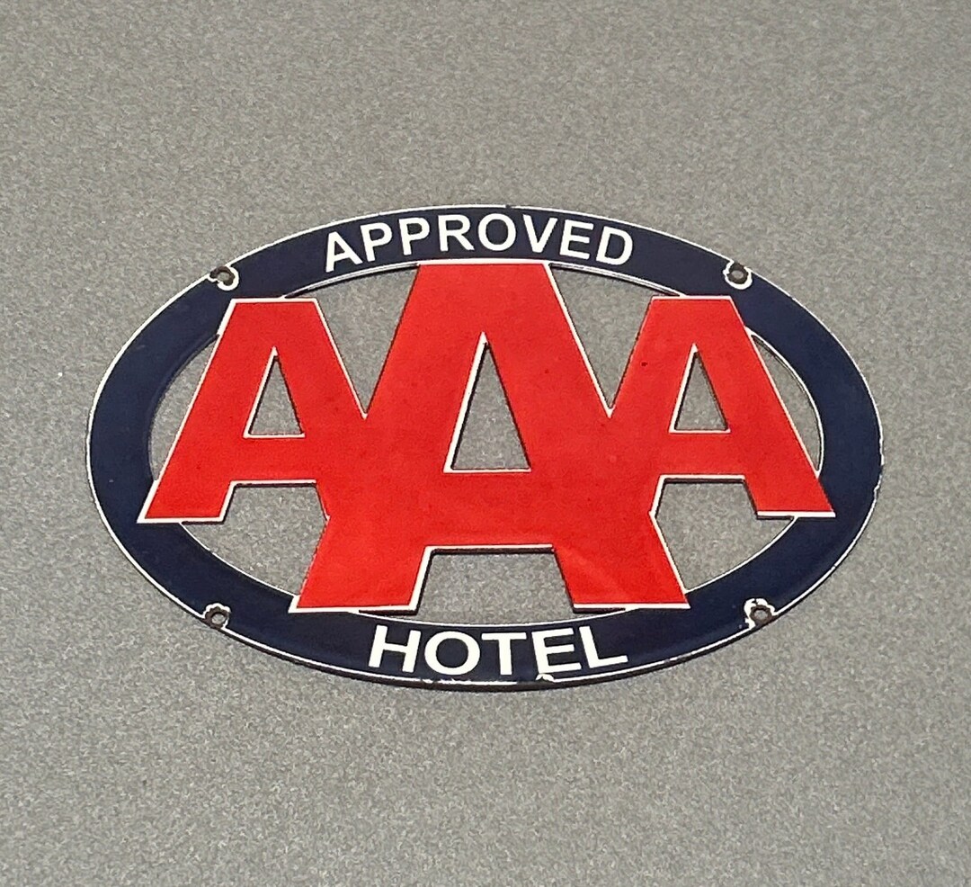 VINTAGE V Rare 12” AAA Approved Hotel Porcelain Sign Gas Oil Car - Etsy