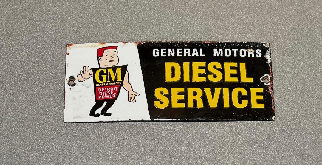 VINTAGE 12” GMC GENERAL Motors Porcelain Sign Car Oil Gas Truck ...