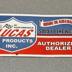 VINTAGE 12” LUCAS AMERICA Porcelain Sign Gas Oil Car - Etsy