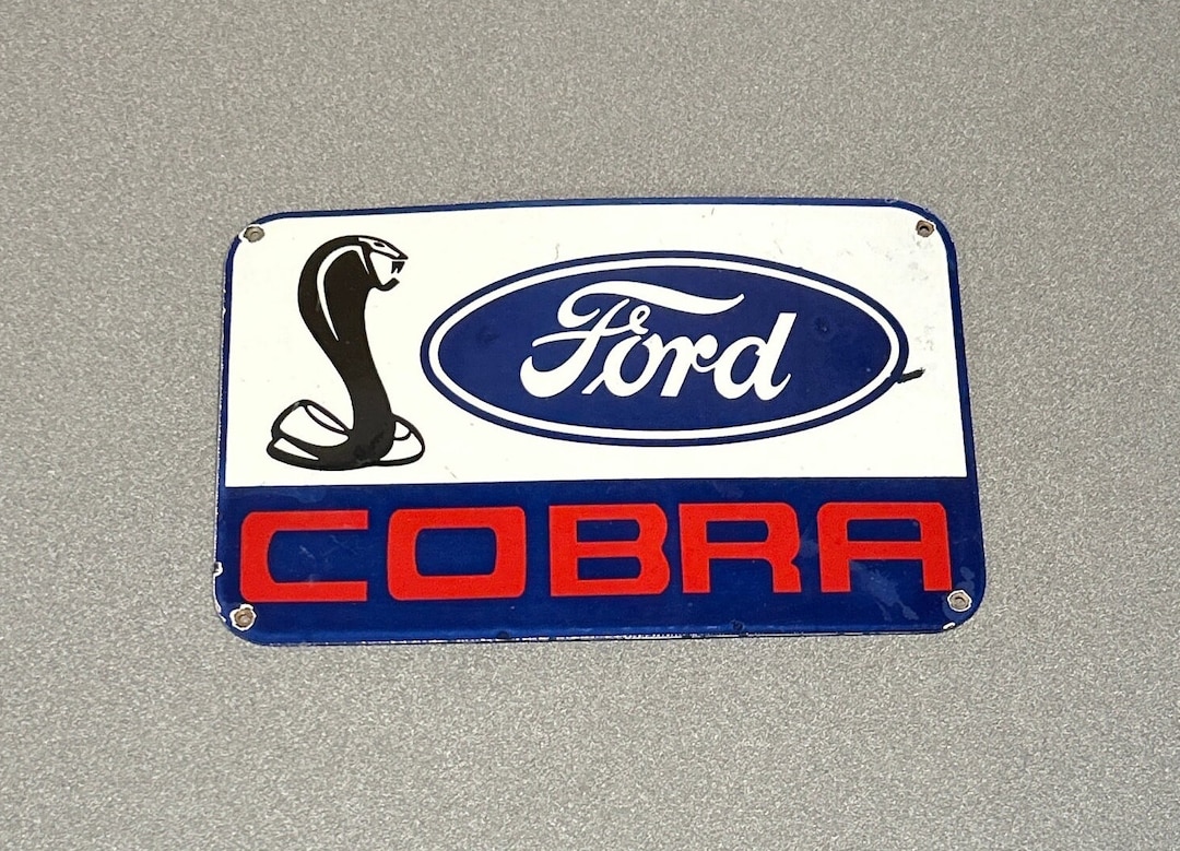 VINTAGE Rare 12” FORD COBRA Mustang Porcelain Sign Gas Oil Car - Etsy