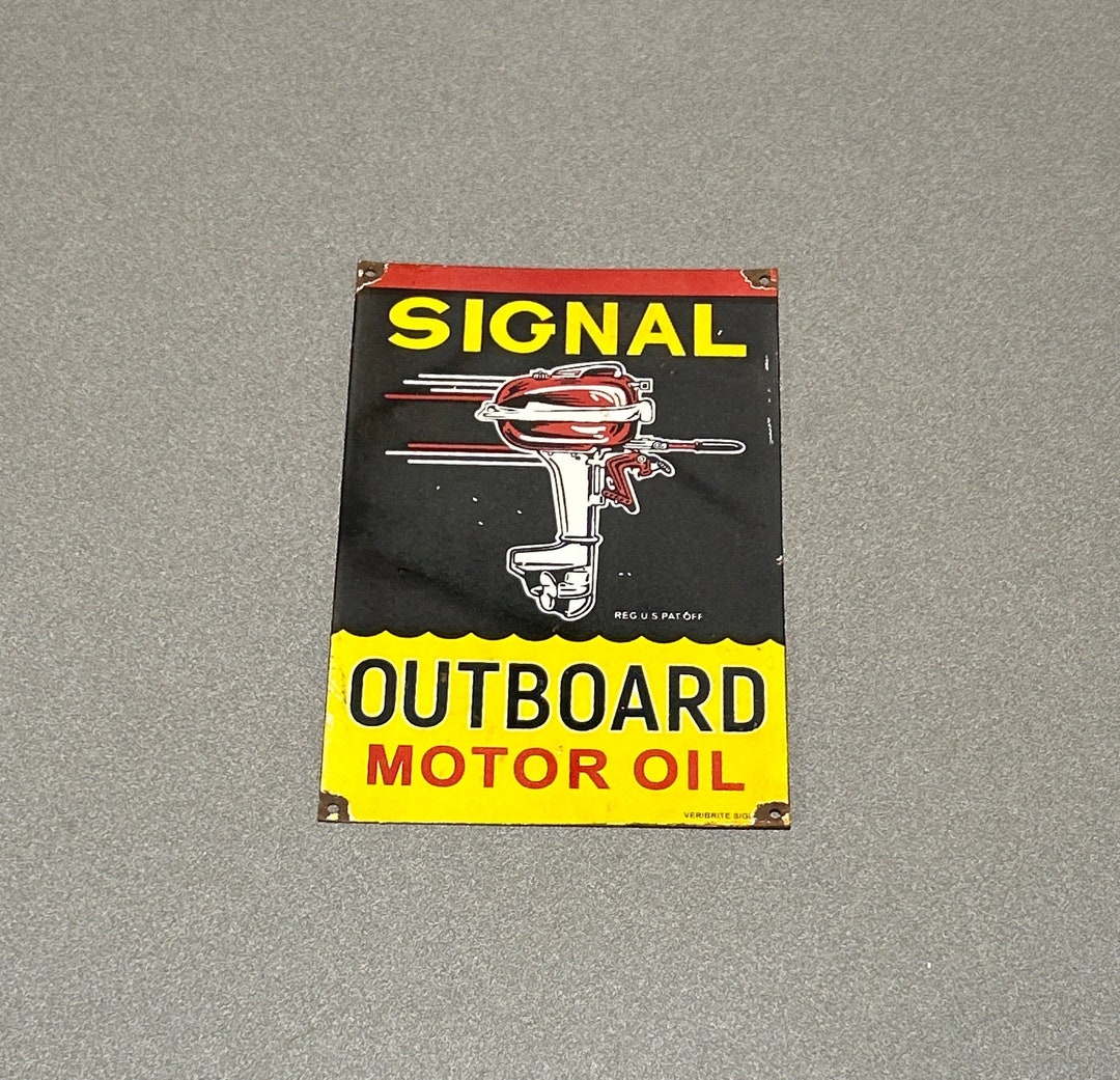 VINTAGE SIGNAL MOTOR Boat Porcelain Sign Car Oil Gas Truck - Etsy