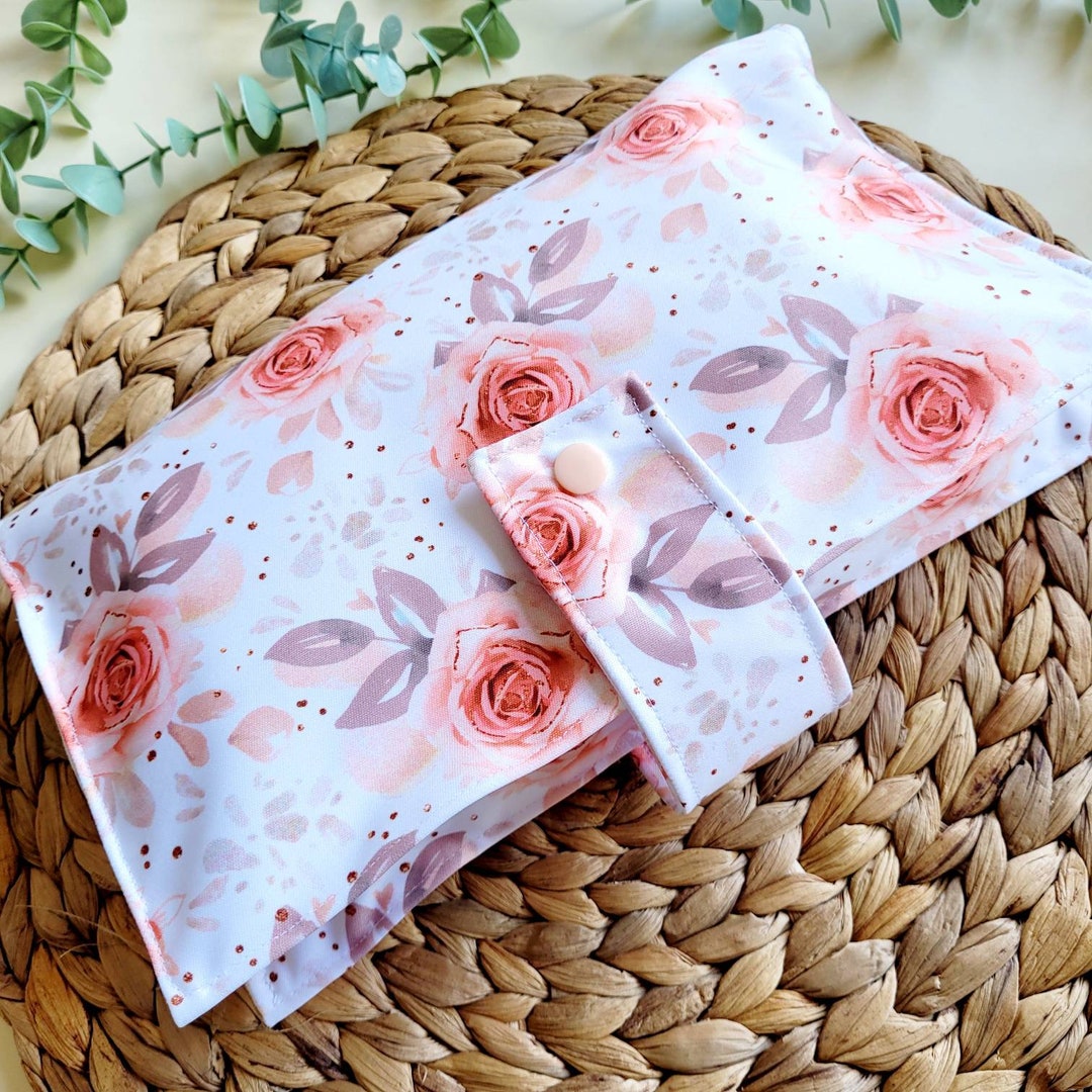Rose Nappy Wallet, Peach Floral Nappy Wallet, Baby Changing Set, Wet ...