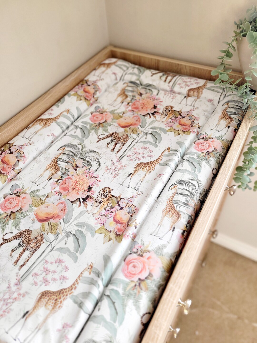 Safari Rose Changing Mat, Baby Changing Pad, Girls Jungle Mat, Toddler ...