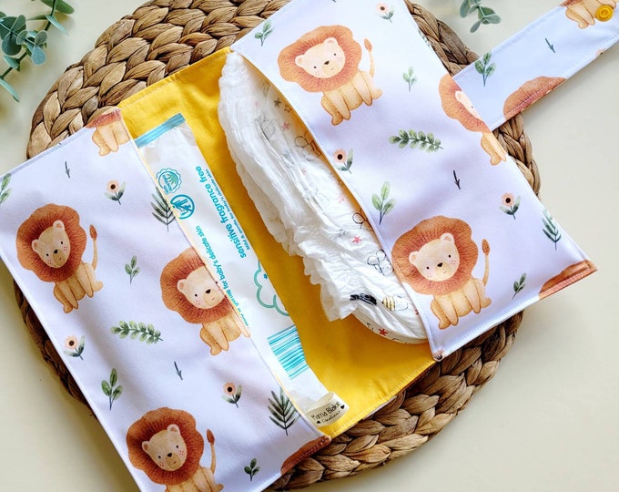 Lion Nappy Wallet, Jungle Nappy Wallet, Baby Changing Set, Wet Bag ...