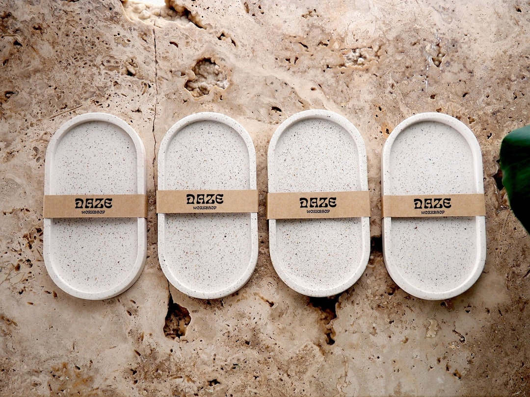 WHITE QUARTZ Tray | Stoneware Resin Oval Luxe Handcrafted Homewares ...