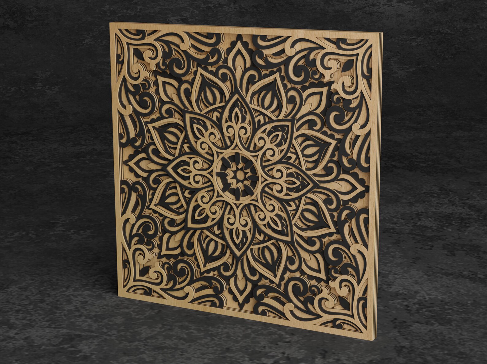 Multilayer Mandala Square Panel SVG Template 3D Layered - Etsy