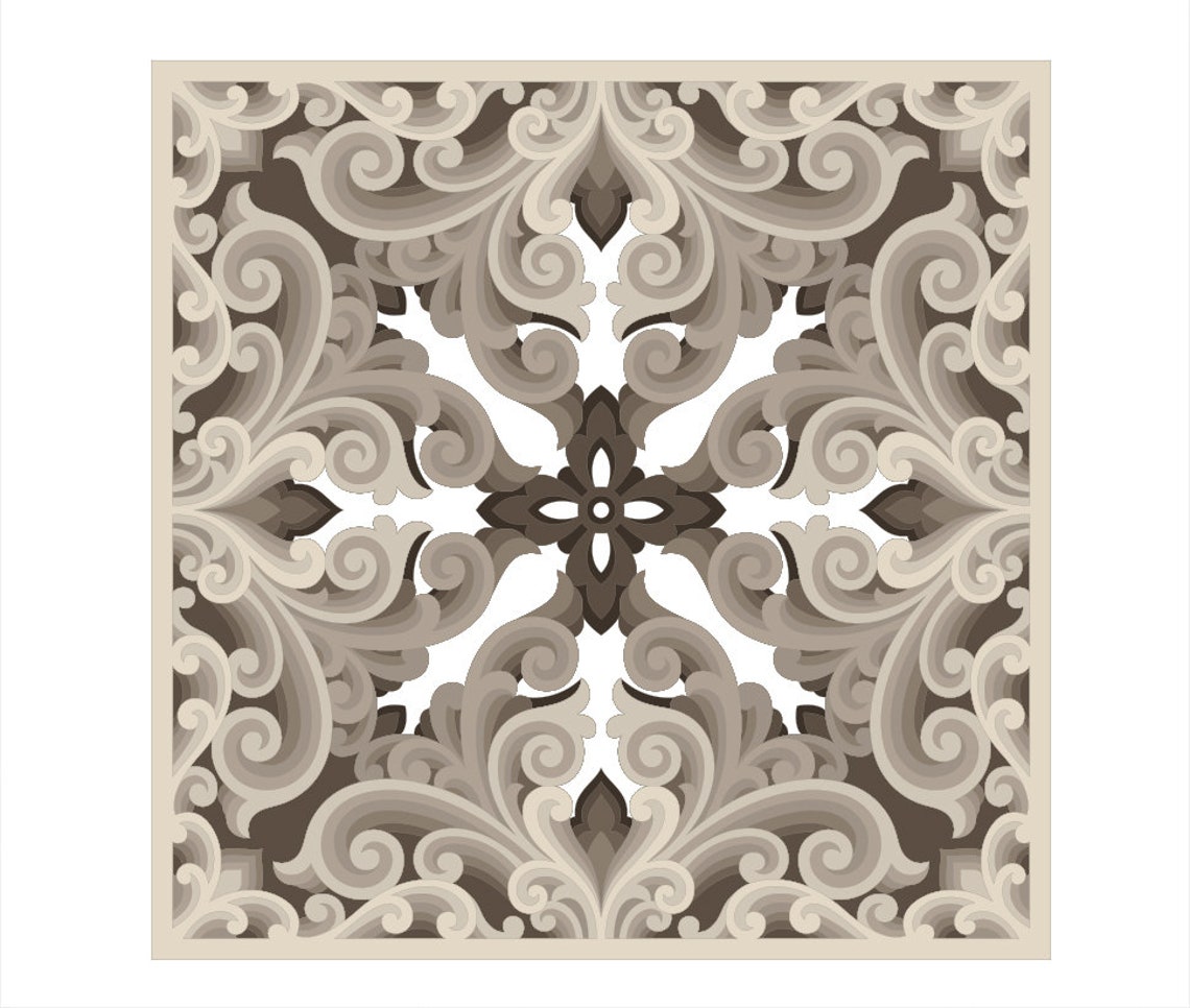 Multilayer Mandala Square Panel SVG Template 3D Layered | Etsy