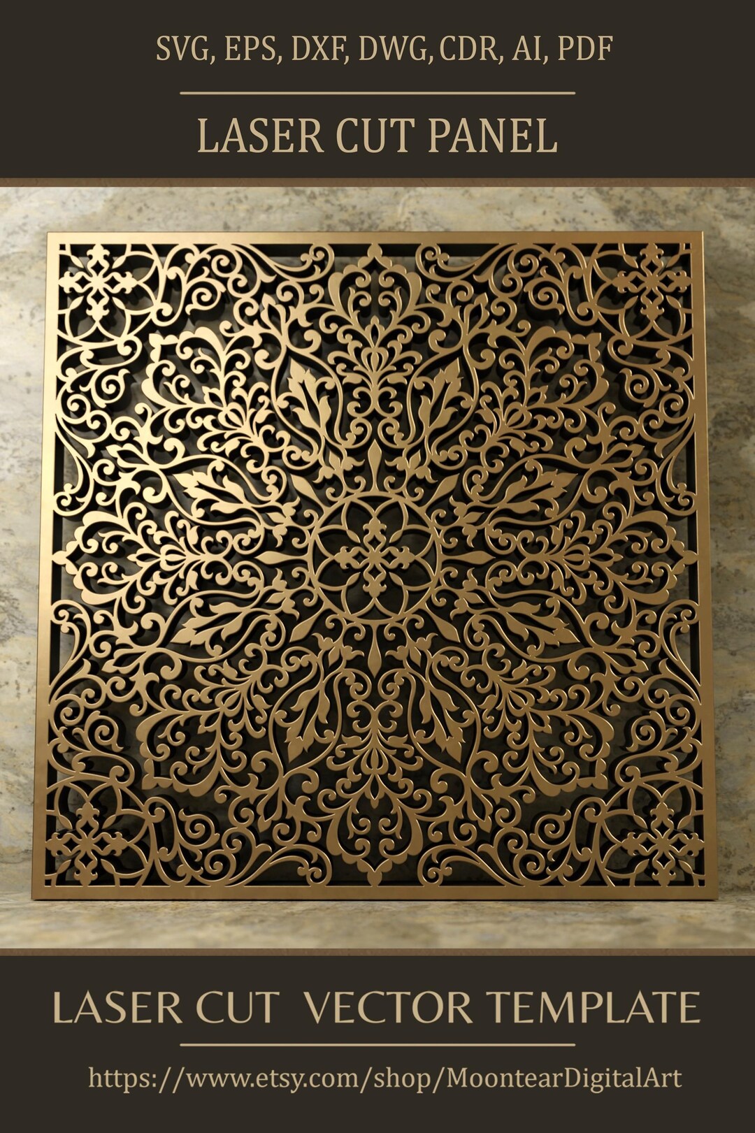 Laser Cut Ornamental Mandala Panel Template - Screen Design: Wall Decor ...