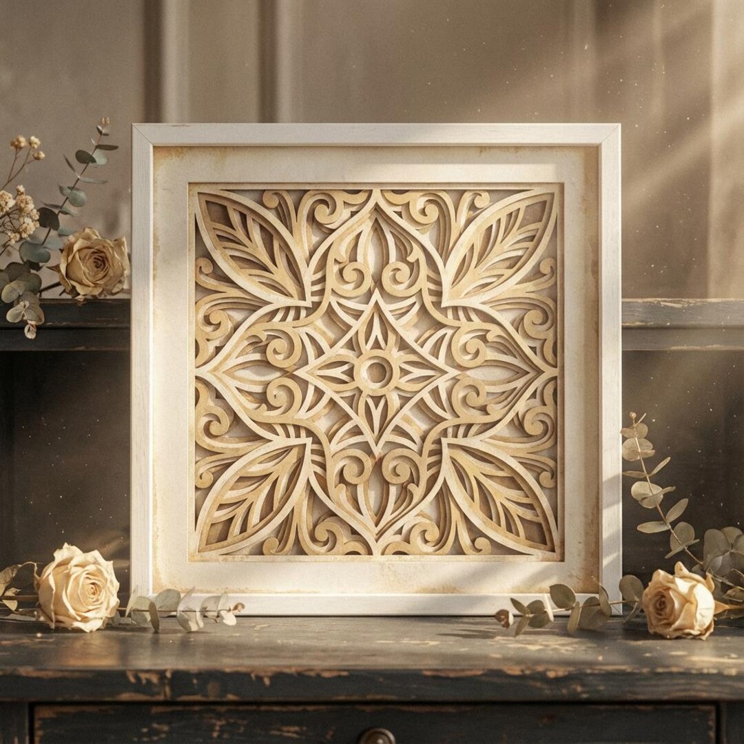 Multilayer Square Mandala, SVG Template - Shadow Box Layered Cutting ...