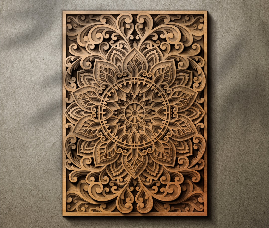 Laser Cut Multilayer Mandala Panel SVG Template - 3D Layered Vector ...
