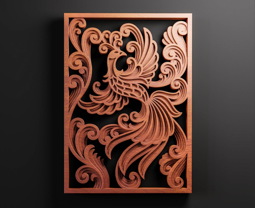 Phoenix Laser Cut Panel: 3D Layered Vector File (digital Download) - Etsy