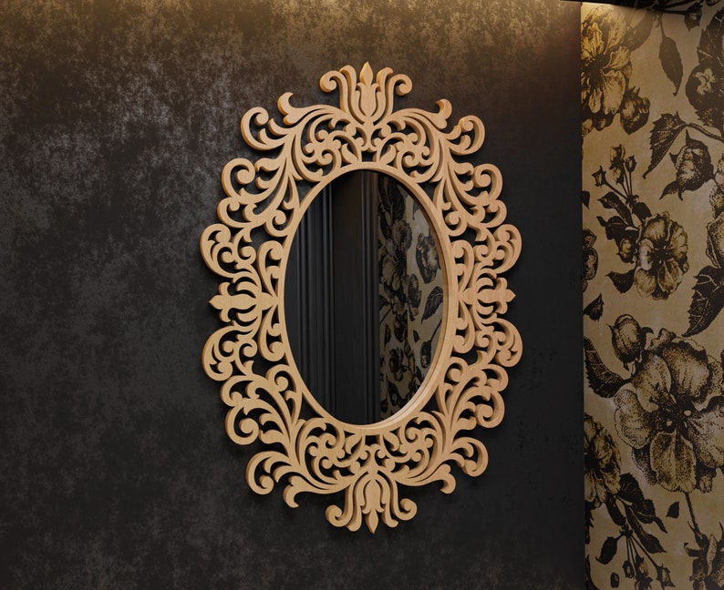 Laser Cut Mirror Frame Oval Photo Frame svg Dxf Dwg Eps - Etsy