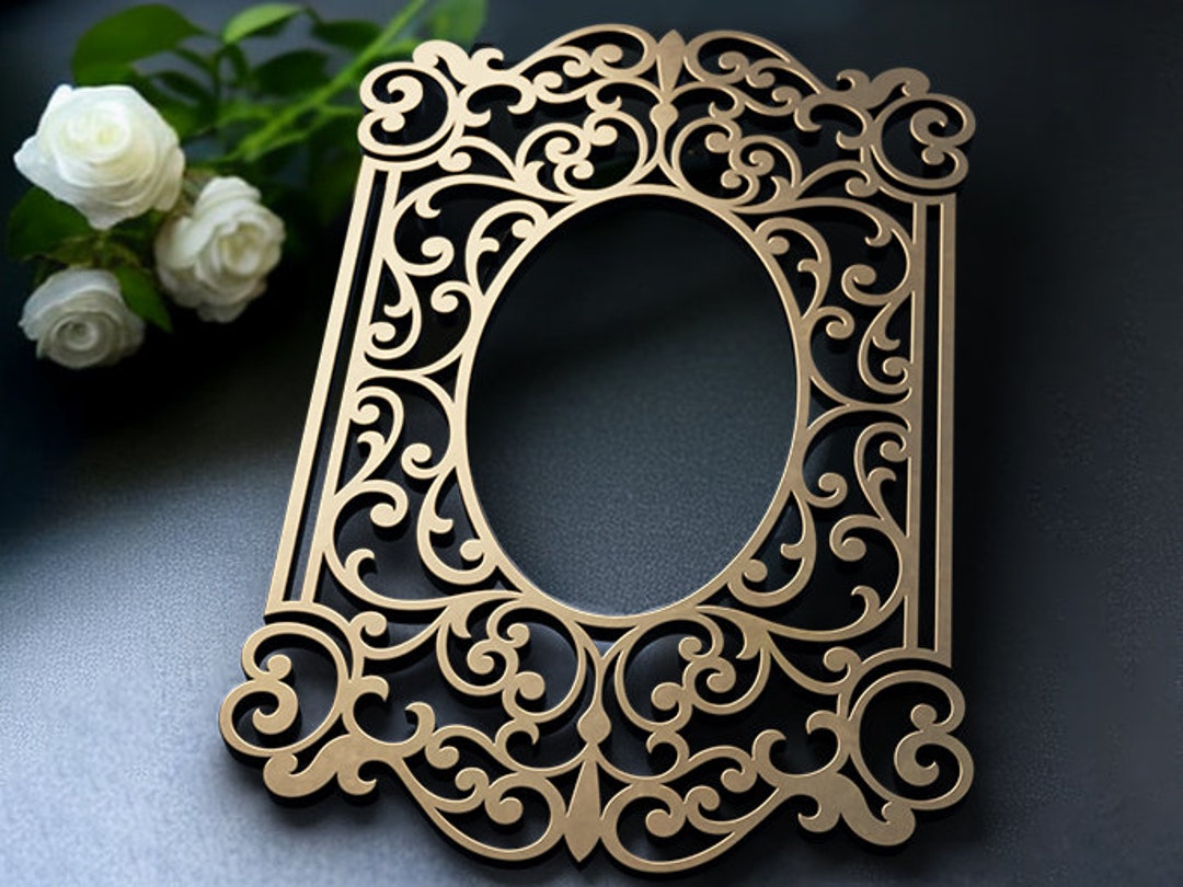 Laser Cut Frame Template, Ornate Oval Photo Frame - Svg, Dxf, Dwg, Eps ...