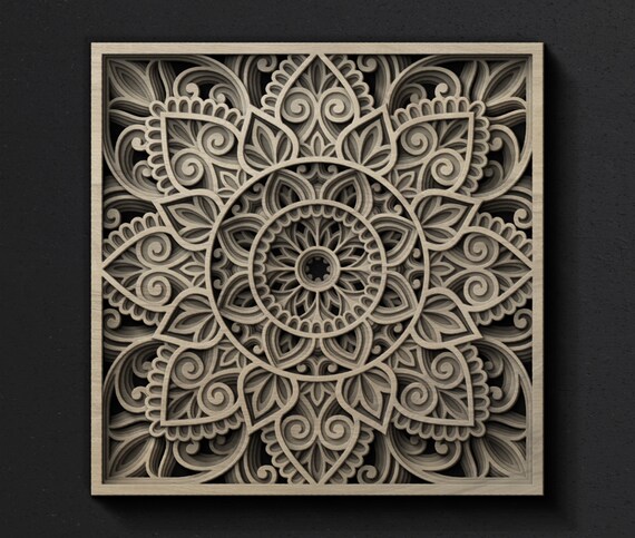 Multilayer Mandala Square Panel SVG Template 3D Layered | Etsy UK