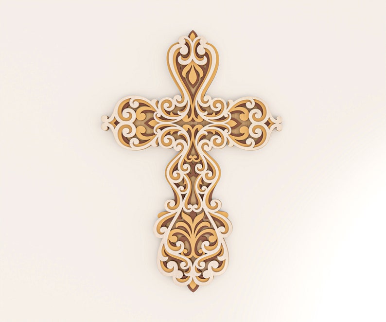 Laser Cut Cross Template - Multilayer Vector Cross Cutting File ...